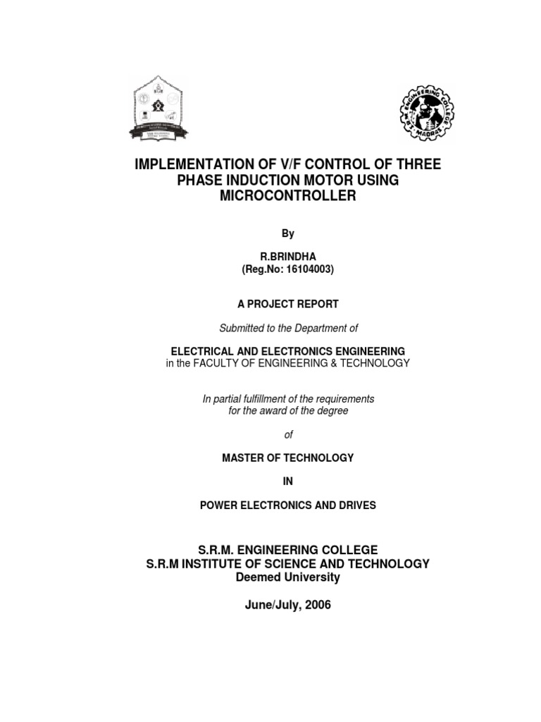 Implementation of V/F Control of Three Phase Induction Motor Using ...