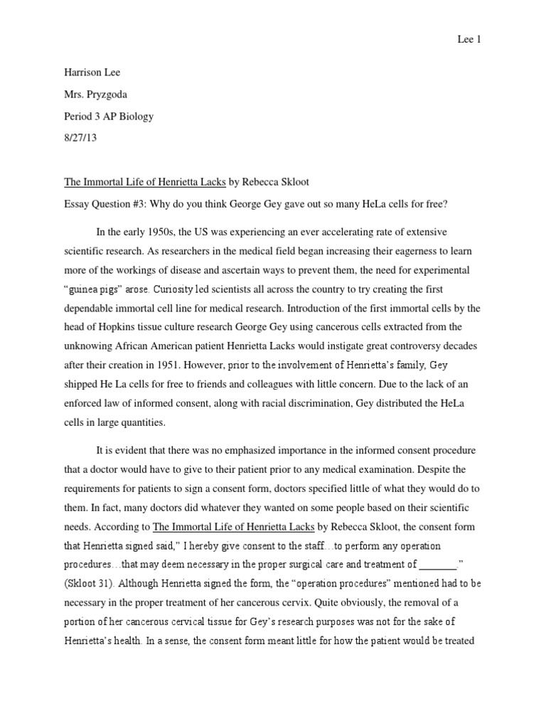 AP Biology Essay | Download Free PDF | He La | Clinical Medicine