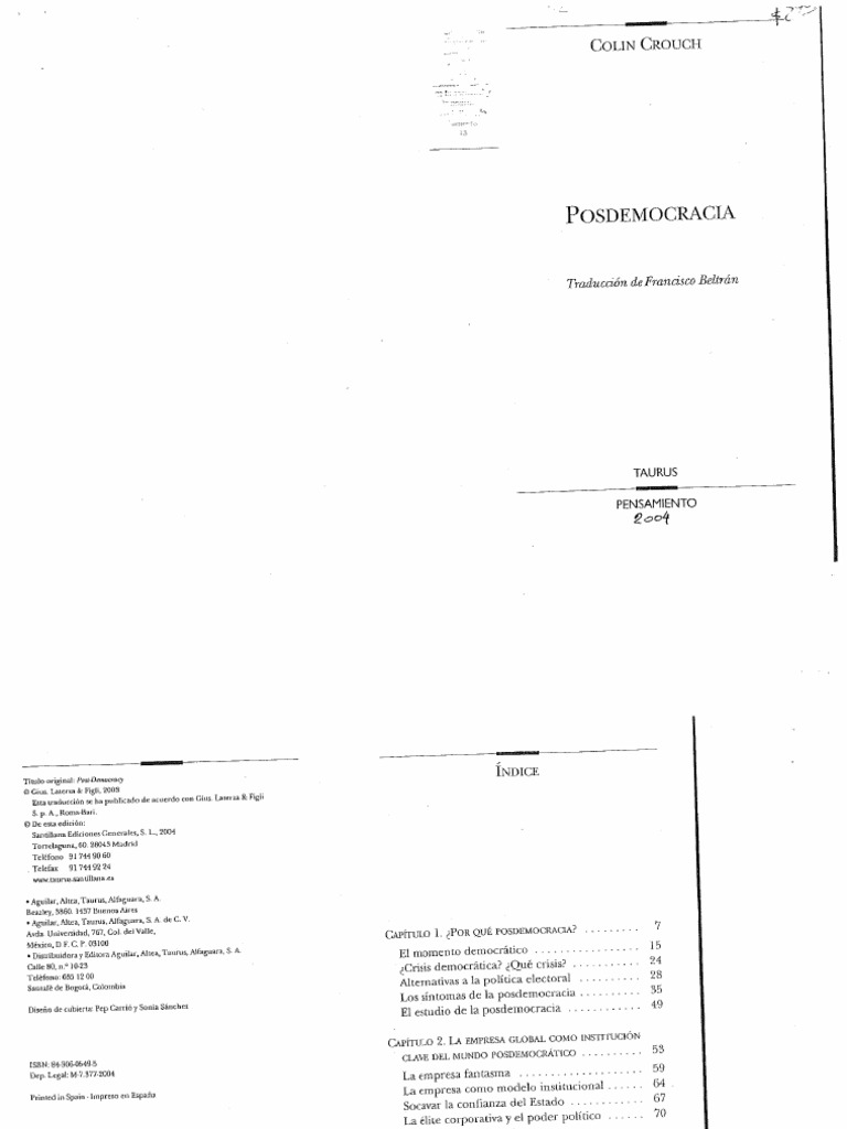 Colin Crouch Posdemocracia | PDF