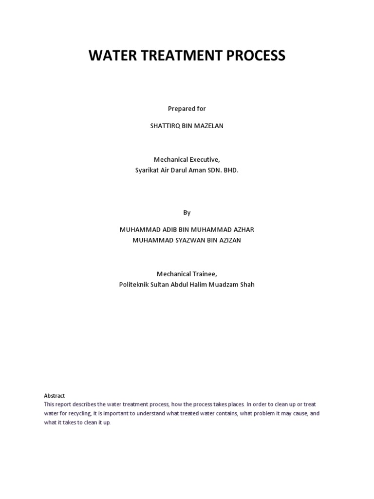 Water Treatment Process | PDF | Water Purification | Chemical Engineering