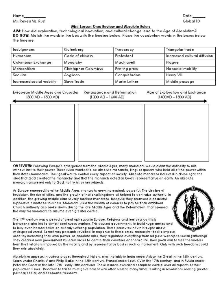 Mini Lesson One-Absolute Monarch Intro | PDF | Absolute Monarchy ...