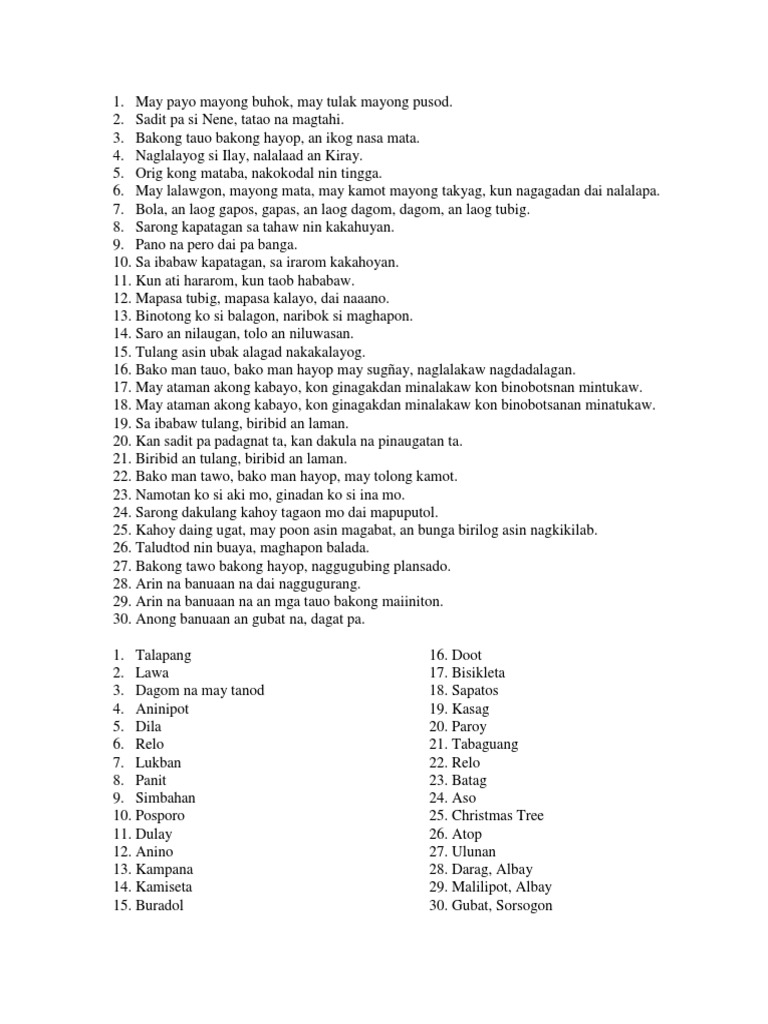 Bugtong Ilokano PDF, 43% OFF | www.bharatagritech.com