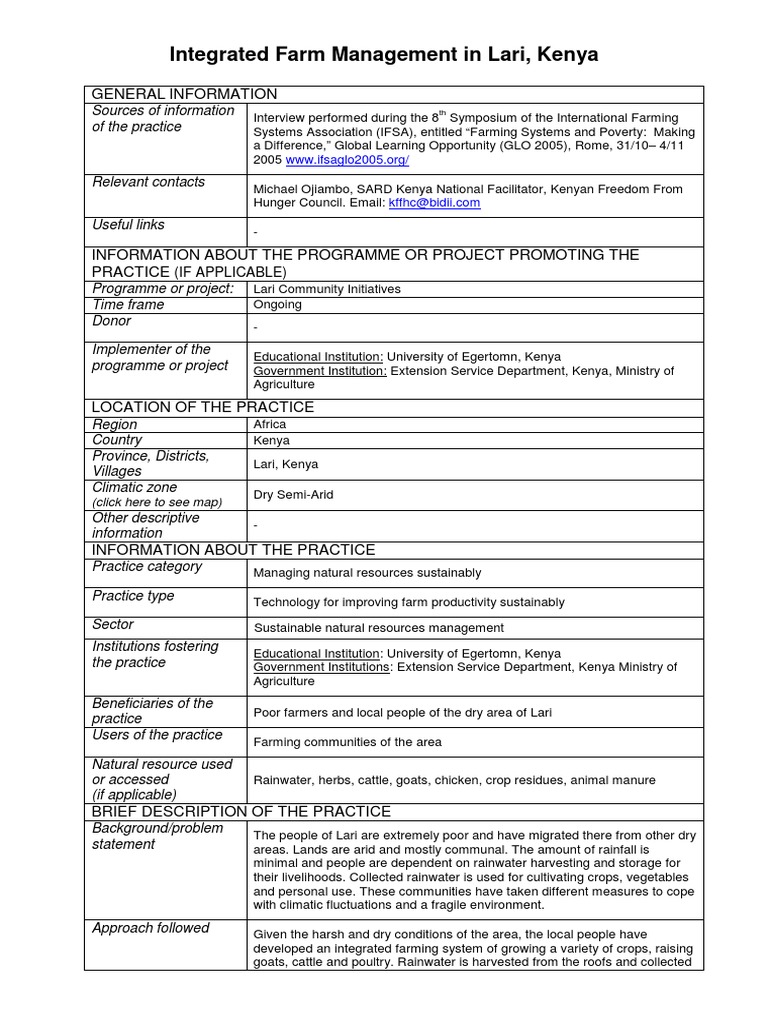 Integrated Farm Management-Kenya PDF | PDF | Agriculture | Food Industry