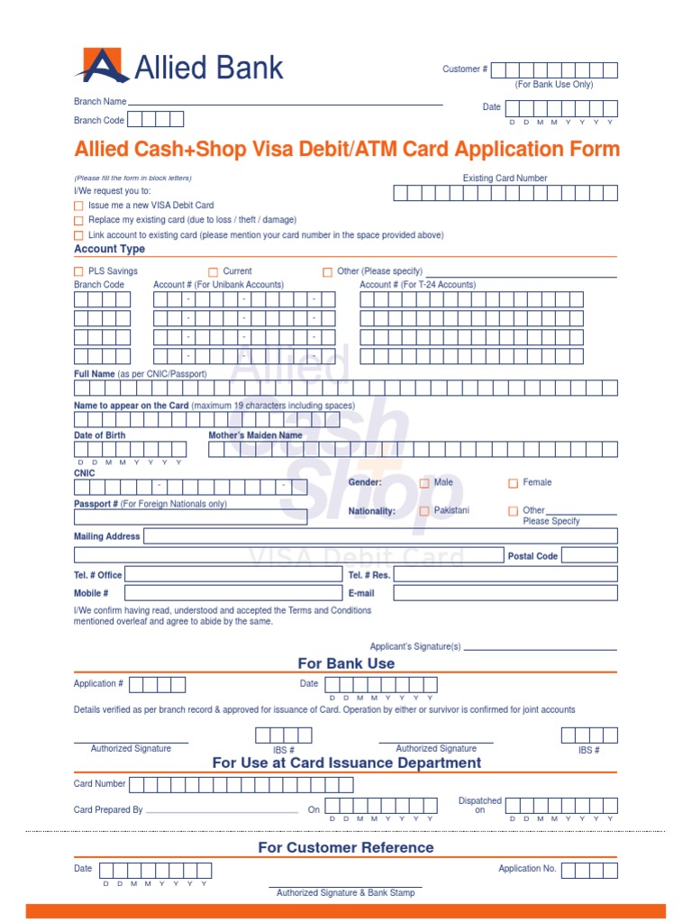 Account Opening Form | PDF | Debit Card | Financial Transaction