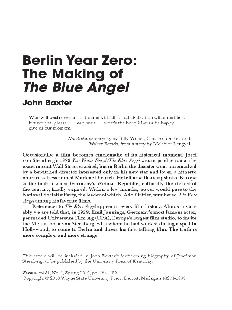 The Making of The Blue Angel | PDF | Leisure