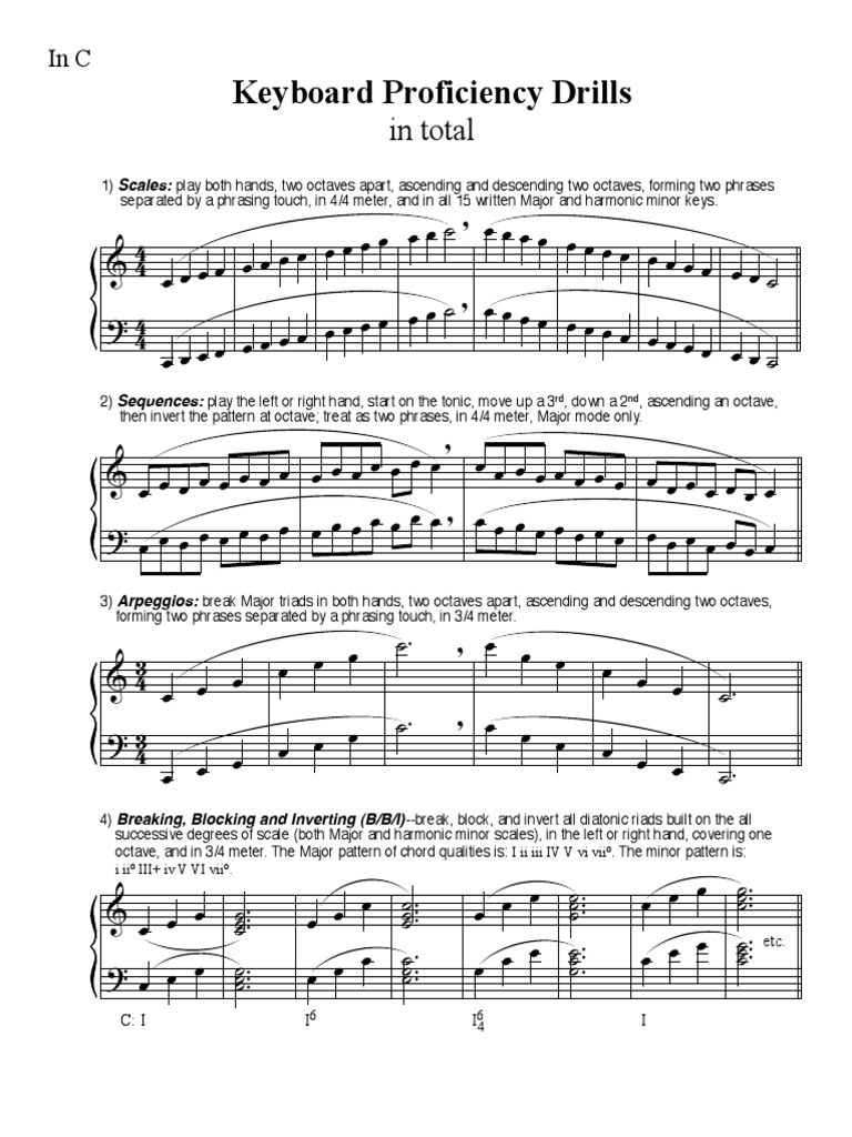 Keyboard Proficiency Drills: in Total | PDF | Minor Scale | Chord (Music)