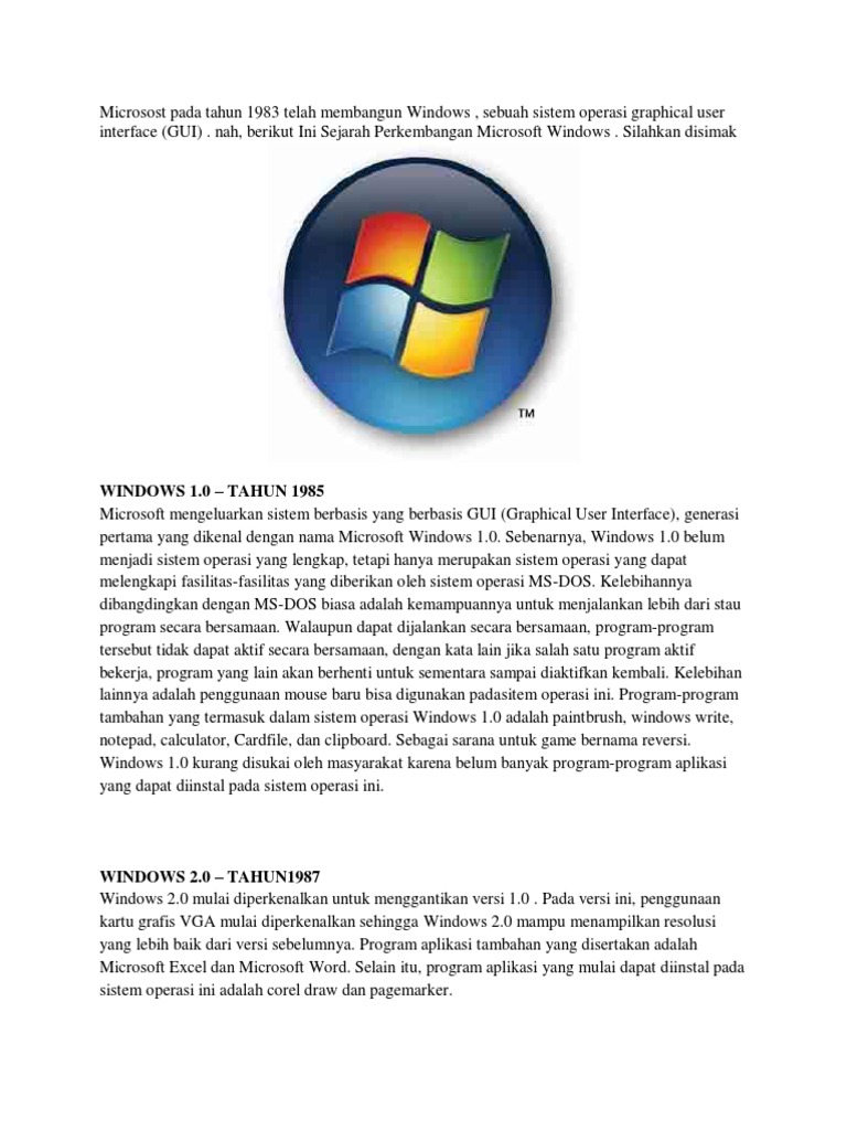 Perkembangan Windows | PDF