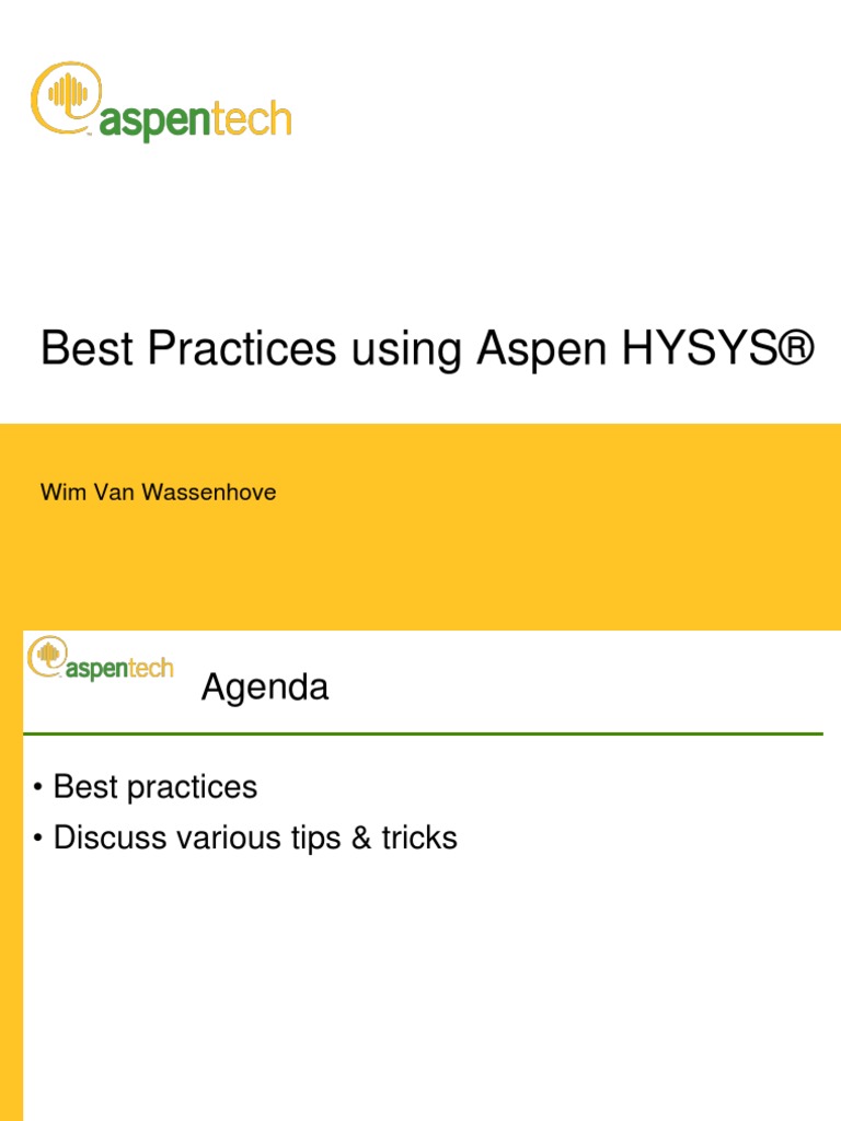 Best Practices For Aspen HYSYS | PDF | Spreadsheet | Recycling