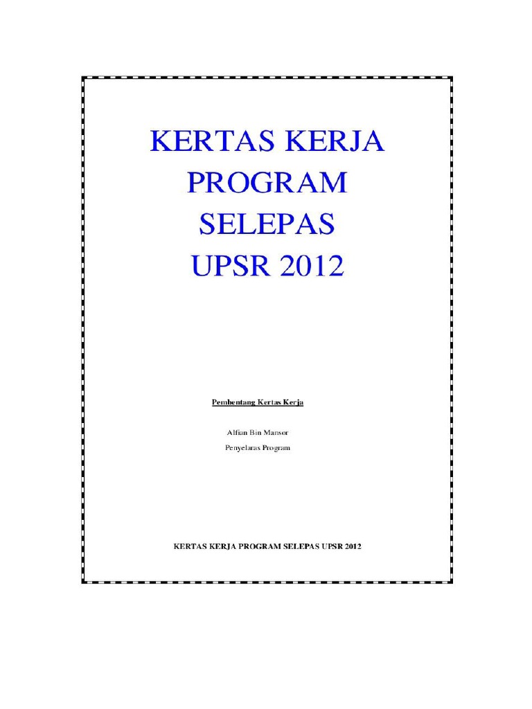 Contoh Kertas Kerja Program Pasca Upsr | PDF