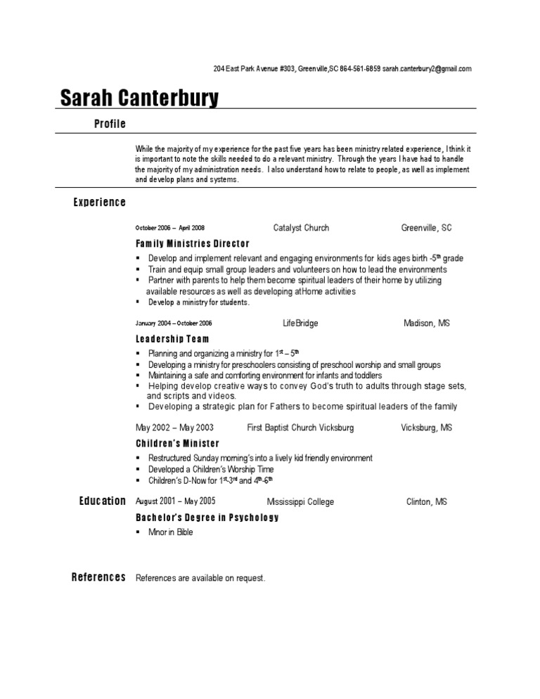 Sarah Canterbury Resume | PDF
