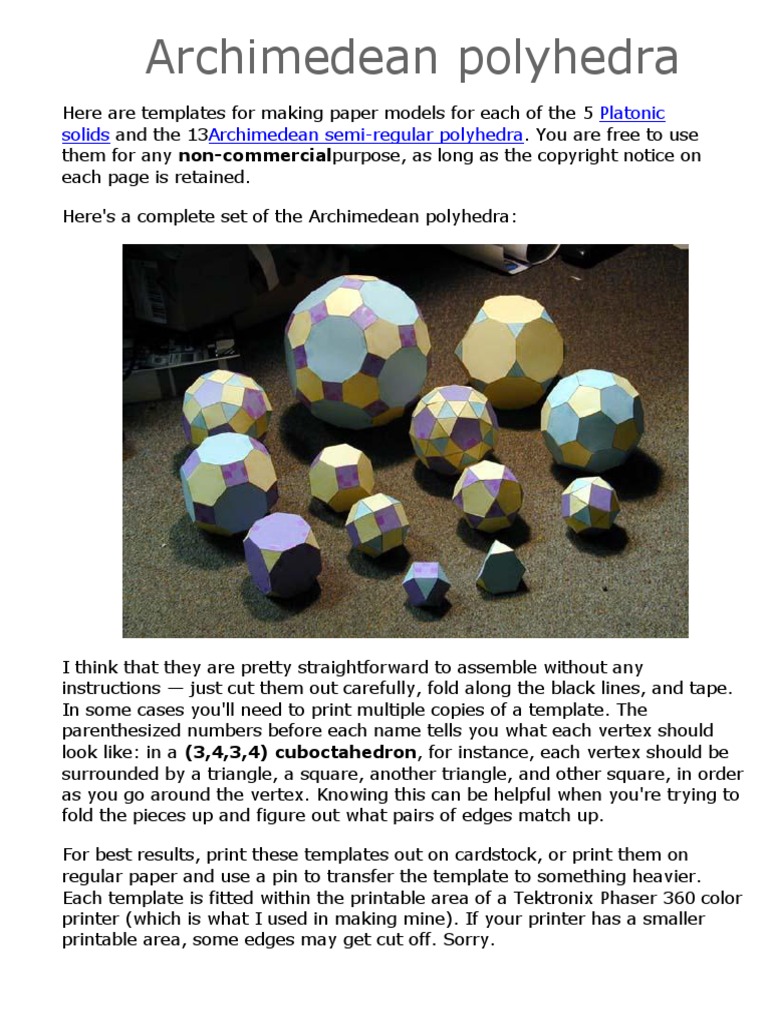 Archimedean Polyhedra | PDF | Geometry | Euclidean Geometry