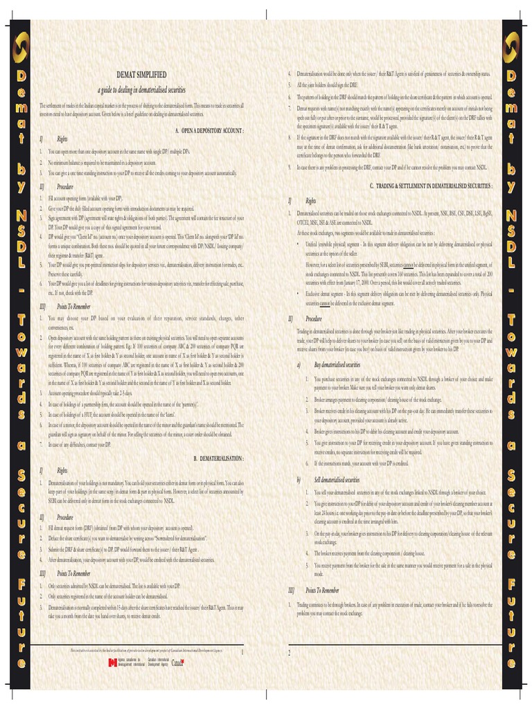 Demat Simplified: A Guide To Dealing in Dematerialised Securities | PDF ...