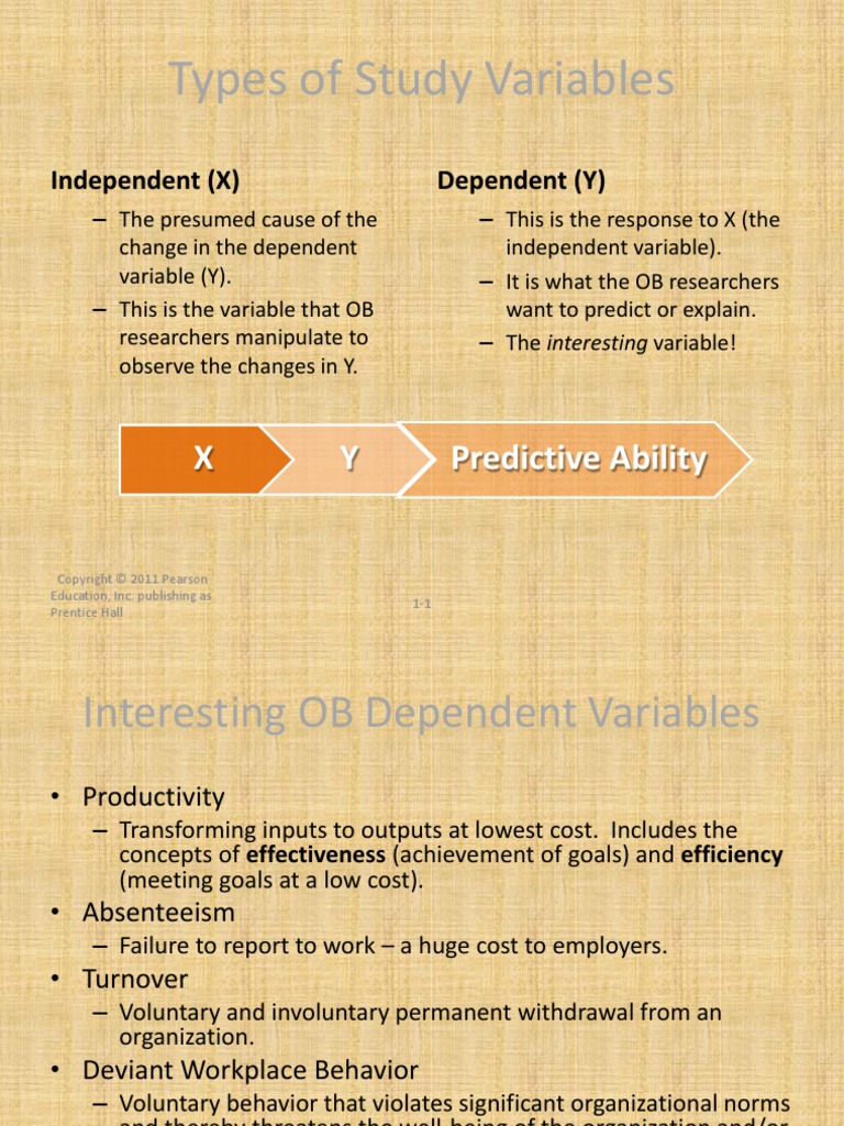 Organisational Behaviour: Types of Study Variables | PDF ...