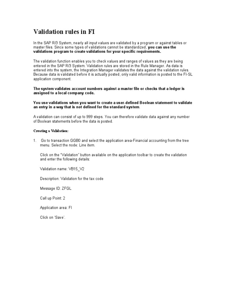 Validation And Substitution In Sap Pdf Boolean Data Type Database Transaction 