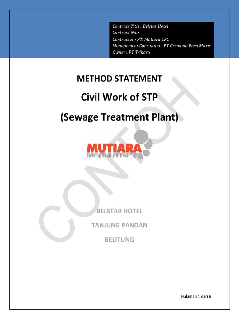 Pekerjaan STP - Method Statement | PDF