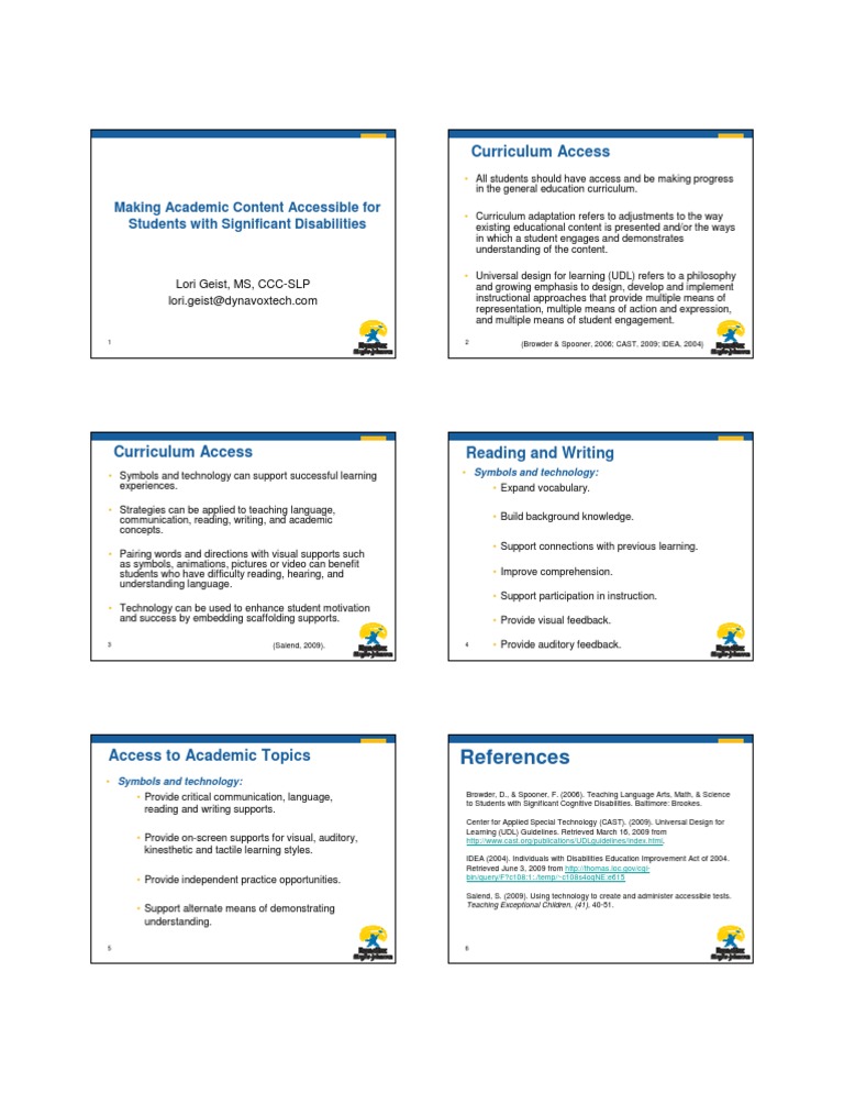 Access Curriculum Handout | PDF | Reading (Process) | Curriculum