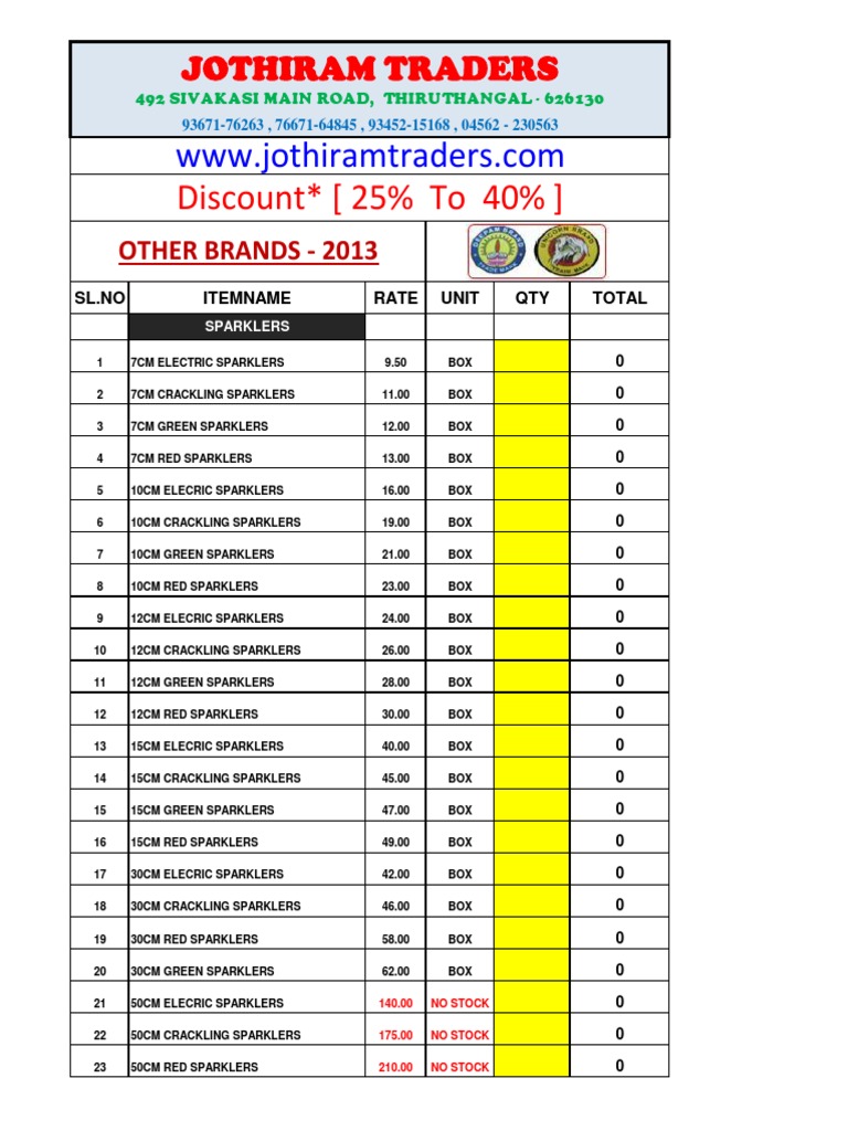 Sivakasi Fireworks Price List | PDF | Business