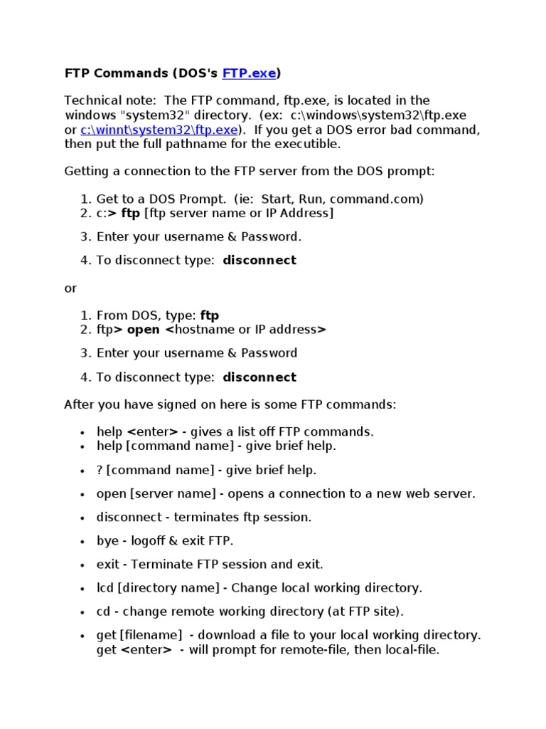 Ftp Commands File Transfer Protocol Command Line Interface