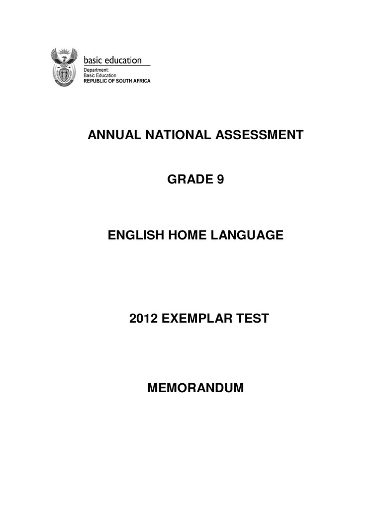 Grade 9 English Assessment Memorandum | PDF