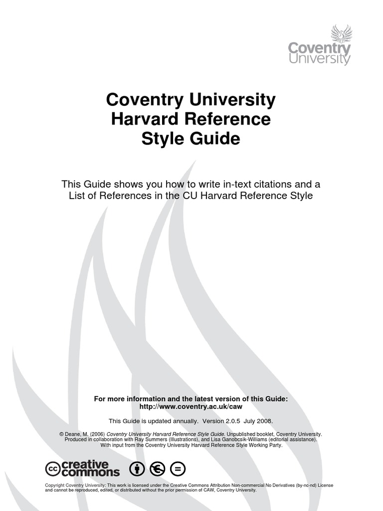 Coventry University Harvard Reference Style Guide | PDF
