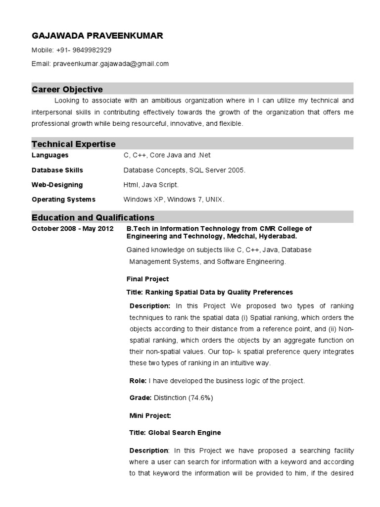 Praveen CV New | PDF | Databases | Java (Programming Language)