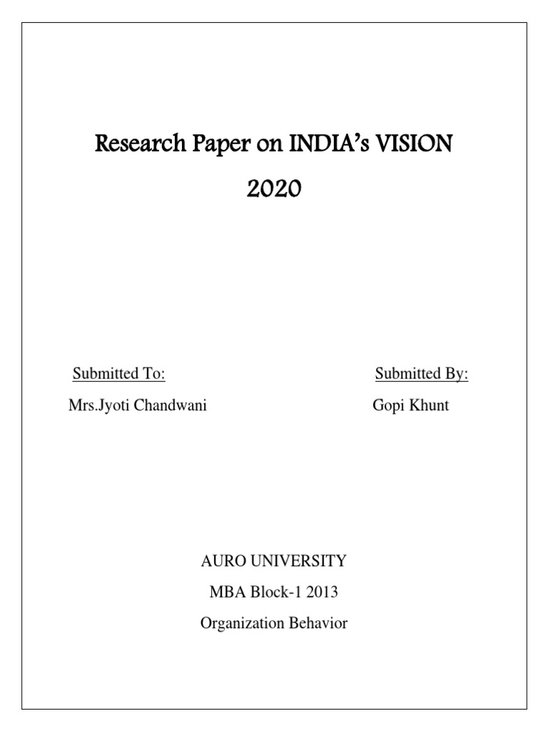 Research Paper On India Vision 2020 | PDF | Transport | Economic Growth