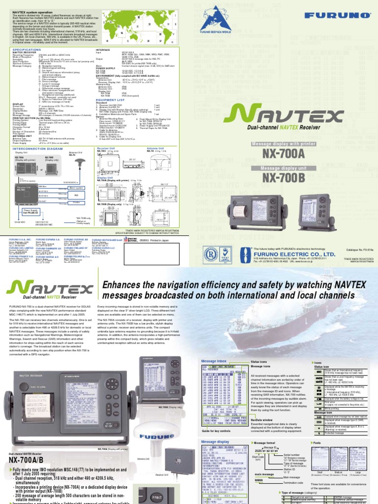 Furuno Navtex NX700 PDF | PDF | Telecommunications | Manufactured Goods