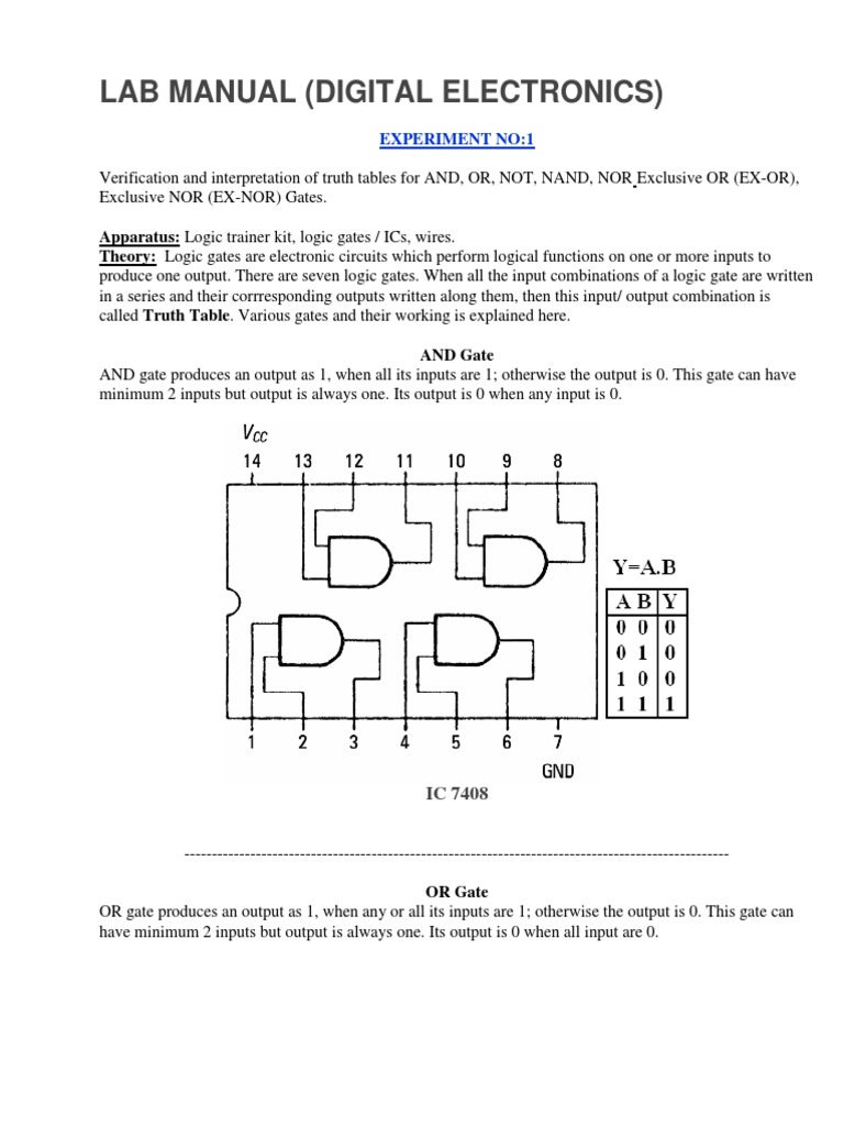 Lab Manual | PDF | Logic Gate | Digital Electronics