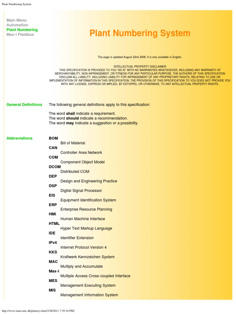 Plant Numbering System | PDF