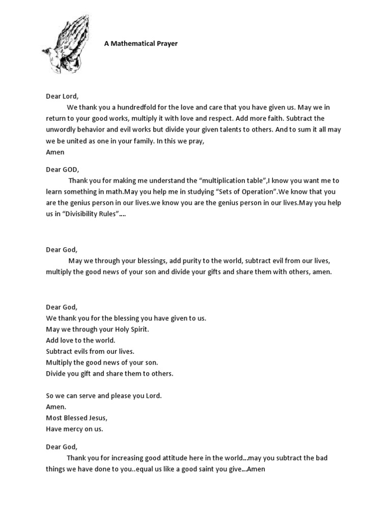 A Mathematical Prayer | Multiplication | Good Works