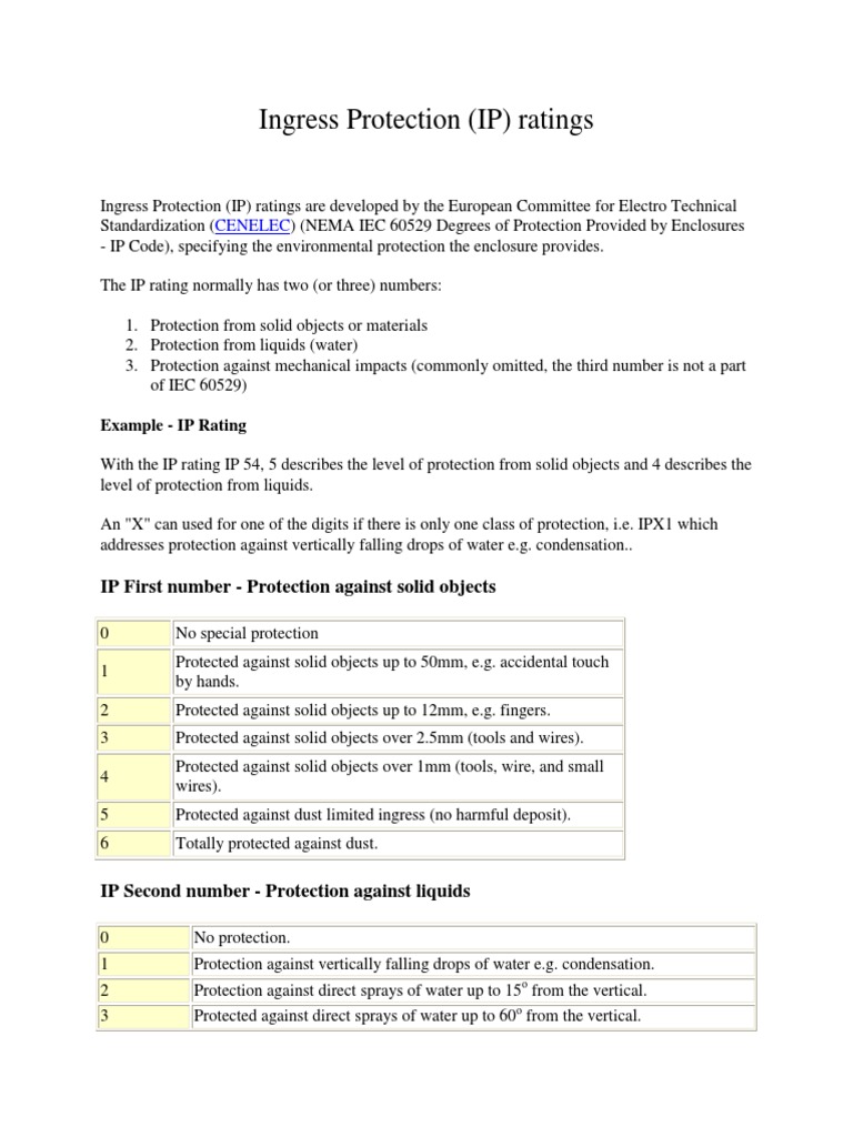 Ingress Protection | PDF