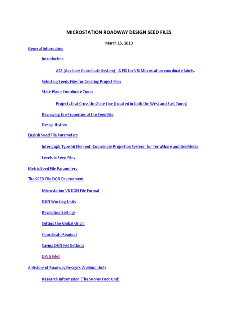 Microstation Roadway Design Seed Files: March 15, 2013 | PDF ...