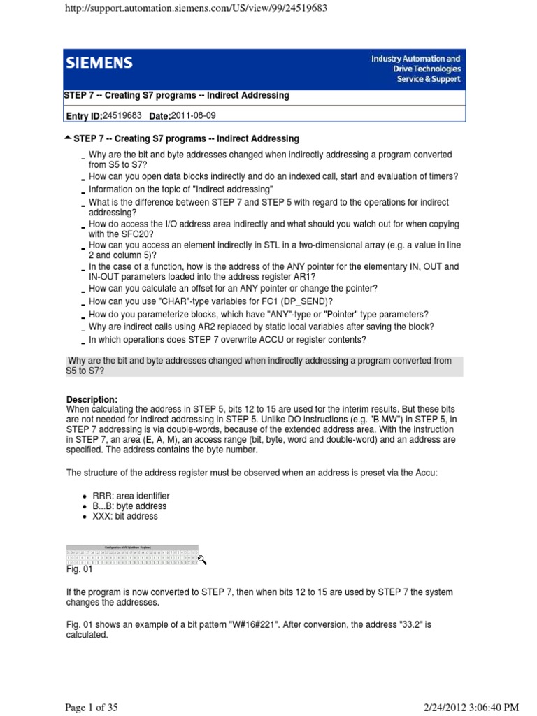 Indirect Addressing S5 S7 | PDF | Pointer (Computer Programming) | Data Type