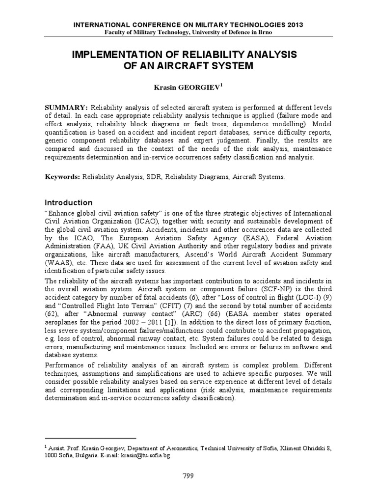 Implementation of Reliability Analysis of An Aircraft System | PDF ...