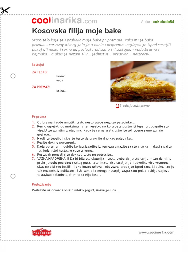 Kosovska Filija Moje Bake | PDF