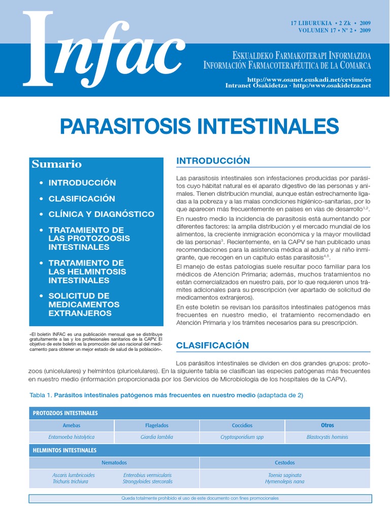 Parasitosis Intestinales | PDF | Diarrea | Ciencias de la Salud
