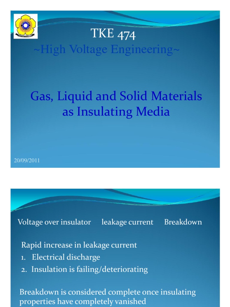 High Voltage Engineering : Gas, Liquid and Solid Materials As Insulating Media | PDF ...