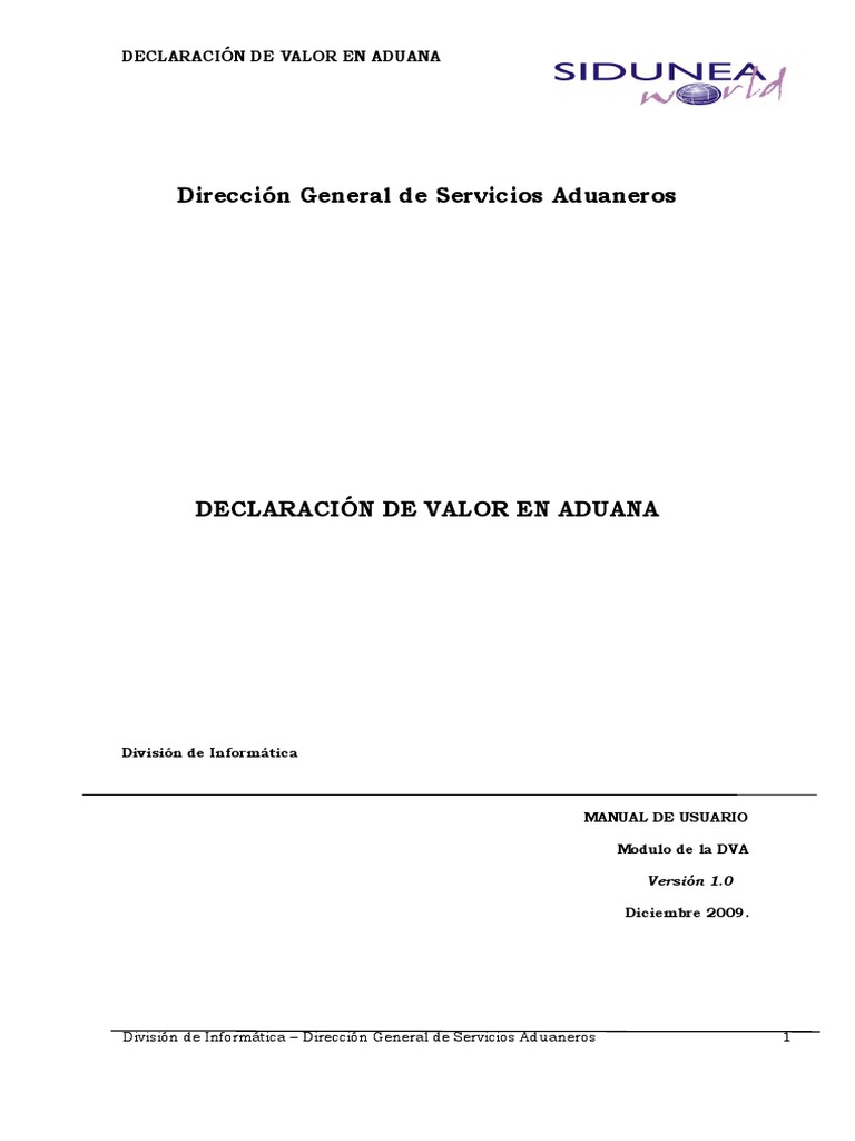 Manual de Usuario Declaracion de Valor | PDF | aduana | Tabla (base de ...