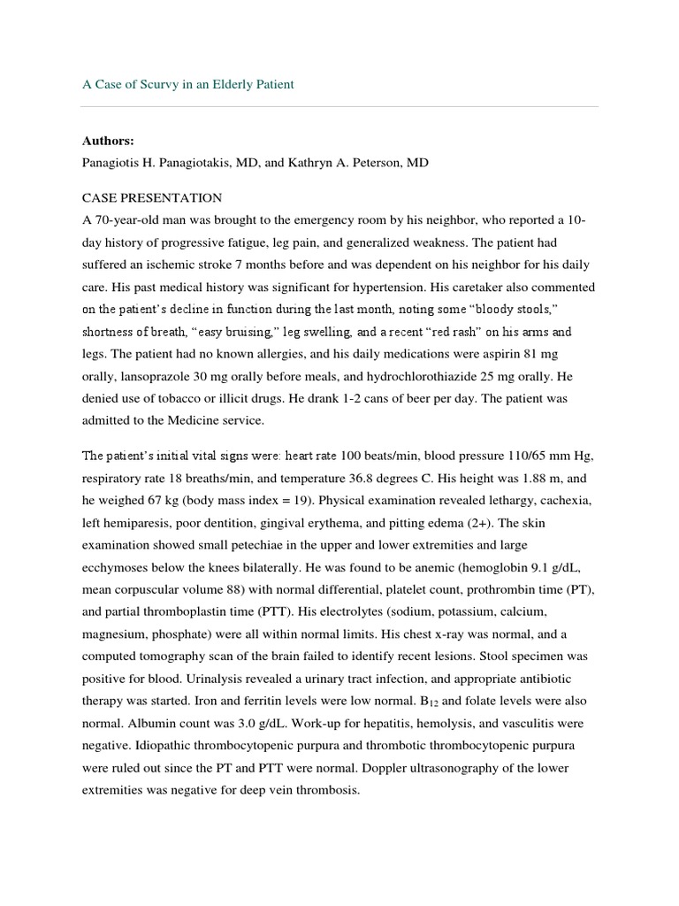 A Case of Scurvy in An Elderly Patient | PDF | Vitamin C | Vitamin