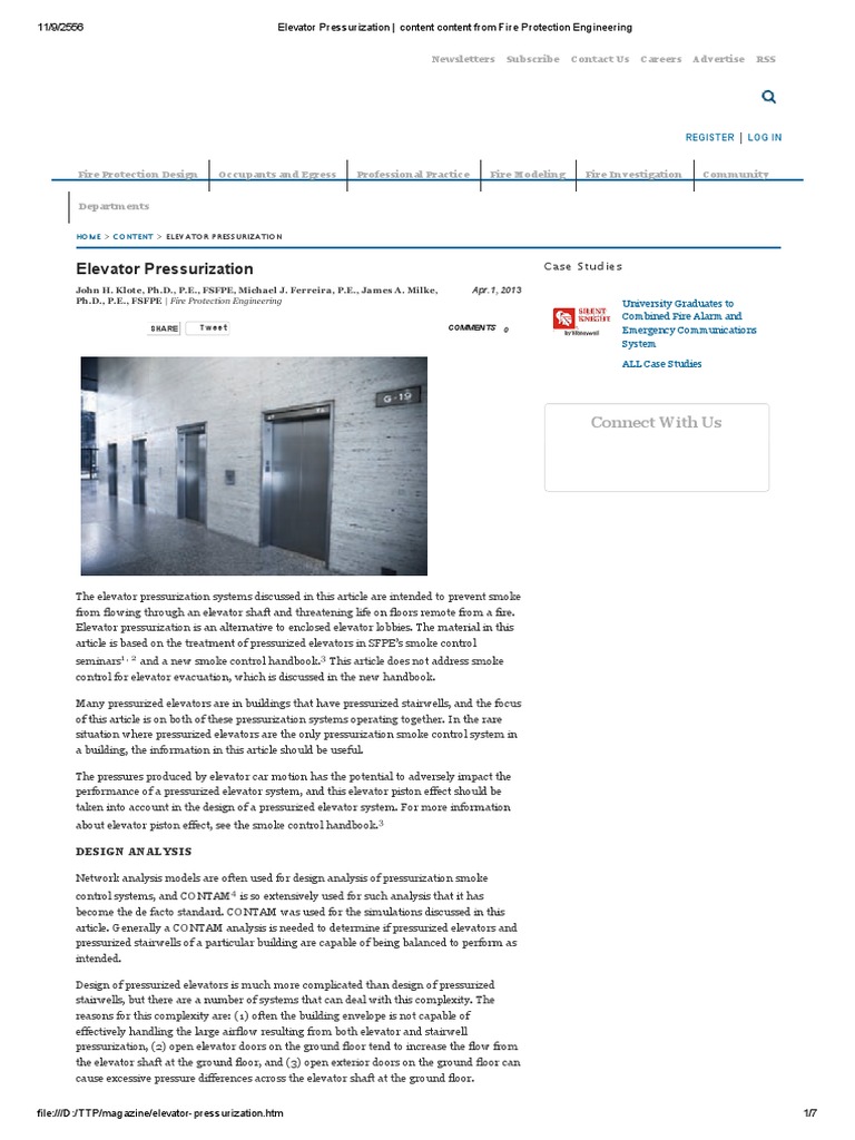 Elevator Pressurization | PDF | Elevator | Duct (Flow)