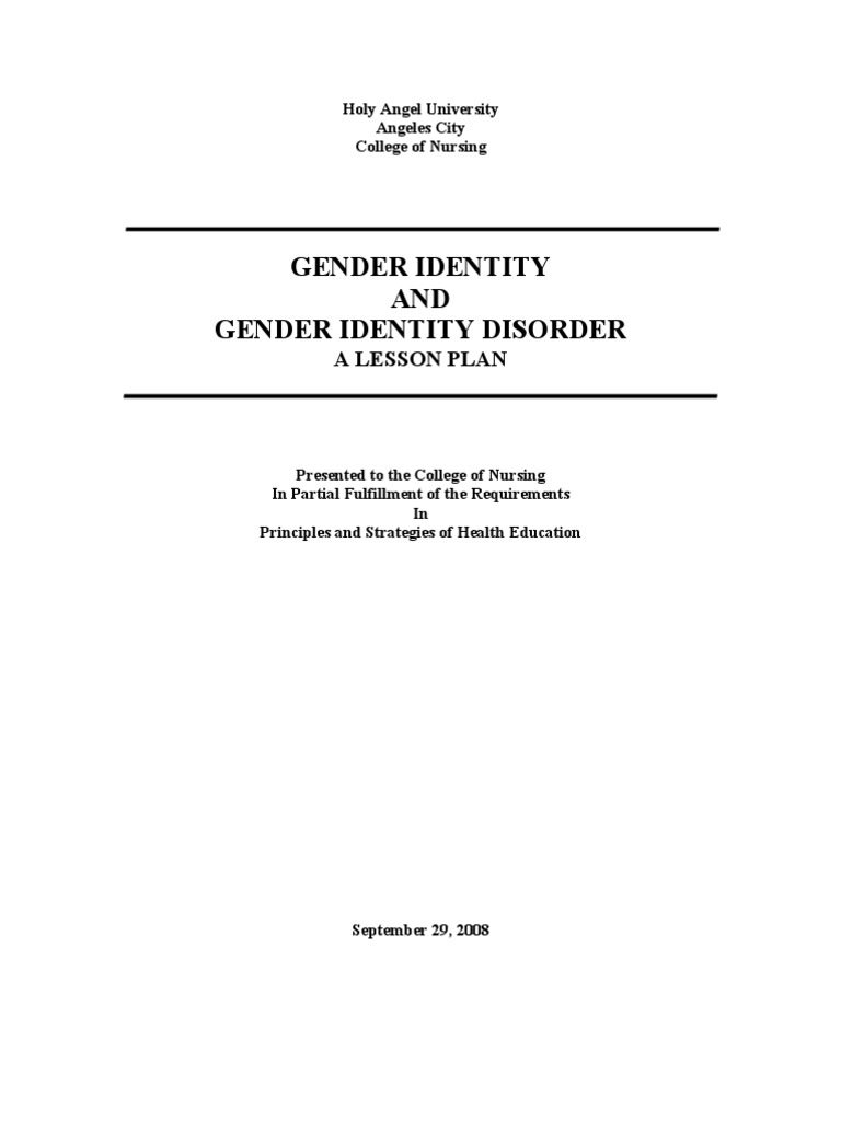 Gender Identity A Lesson Plan PDF Homouality Human ual Activity