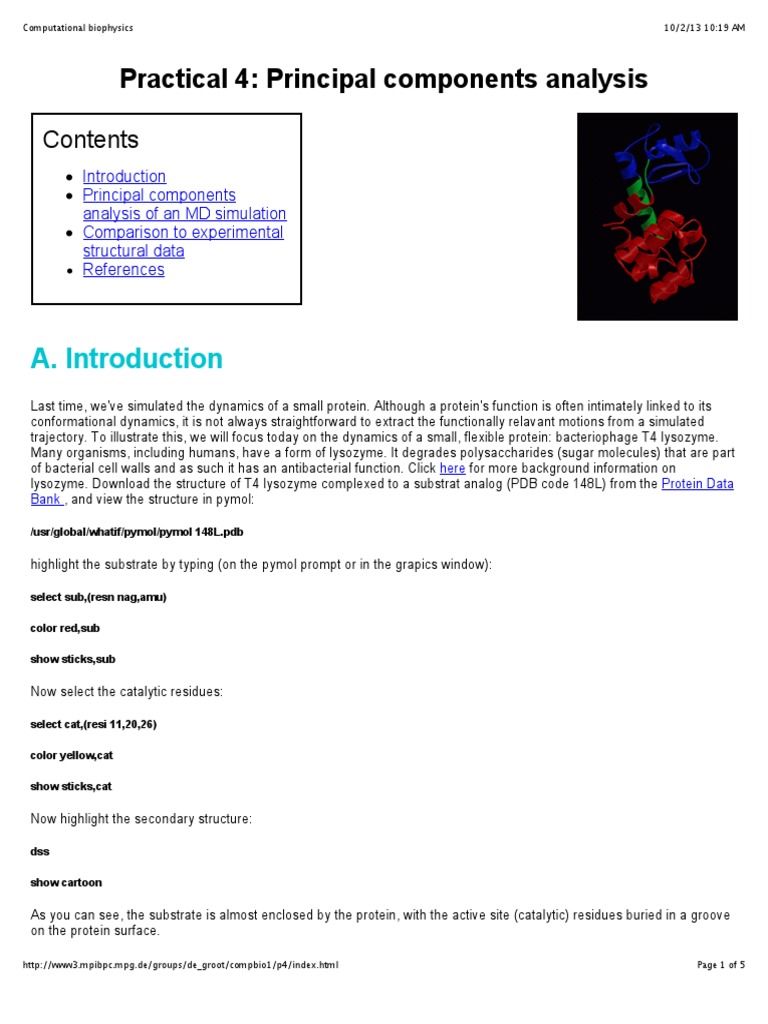 Principal Component Analysis of Protein Dynamics | PDF | Eigenvalues ...