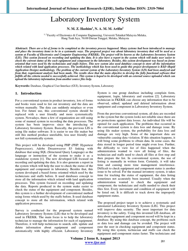 Laboratory Inventory System | PDF | Graphical User Interfaces | Databases
