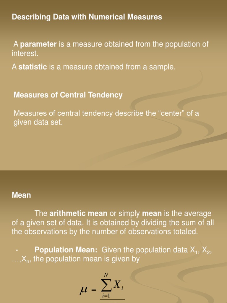 Describing Data With Numerical Measures Pdf Coefficient Of