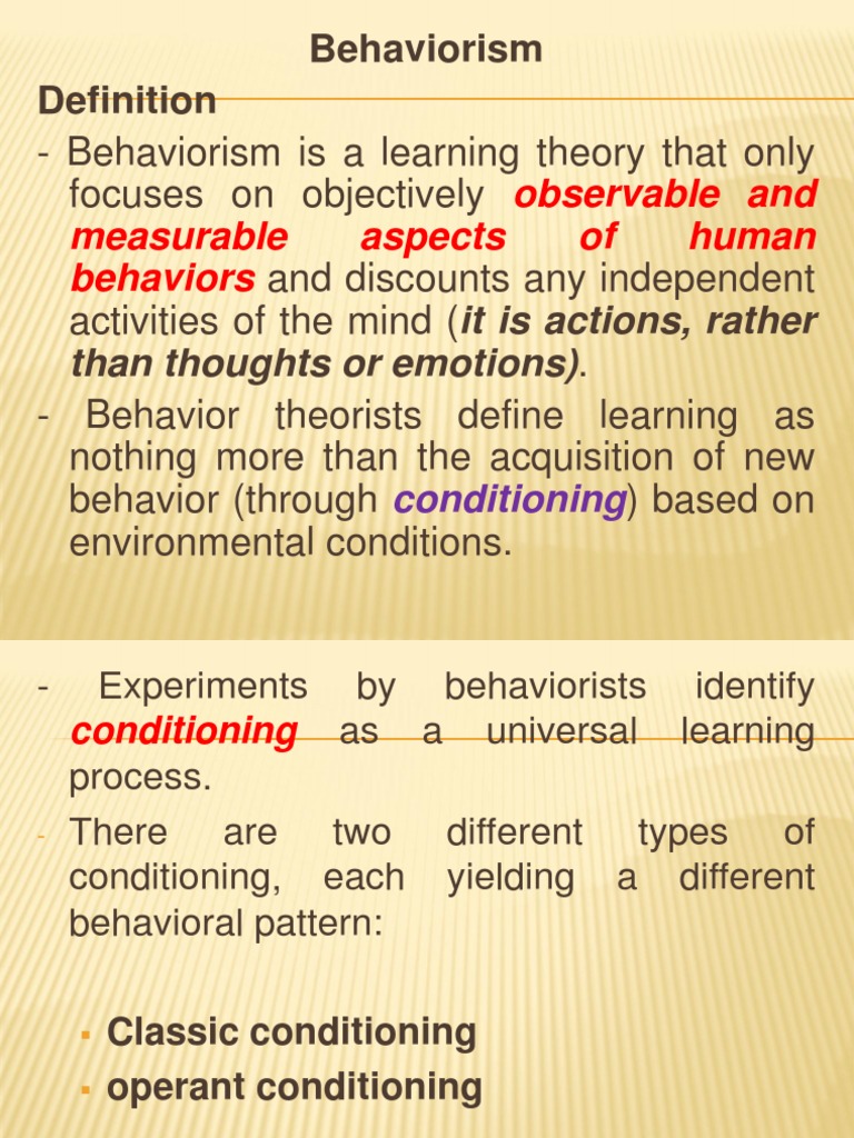 Observable and Measurable Aspects of Human Behaviors: Behaviorism | PDF ...