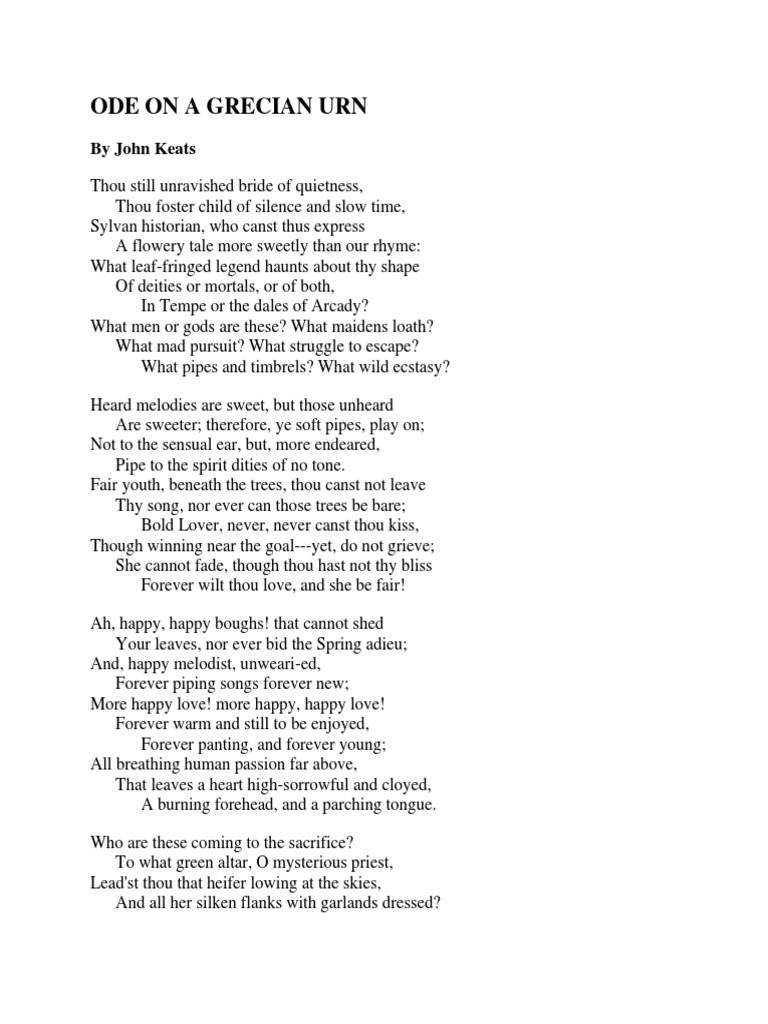 Ode On A Grecian Urn | PDF | Poetry