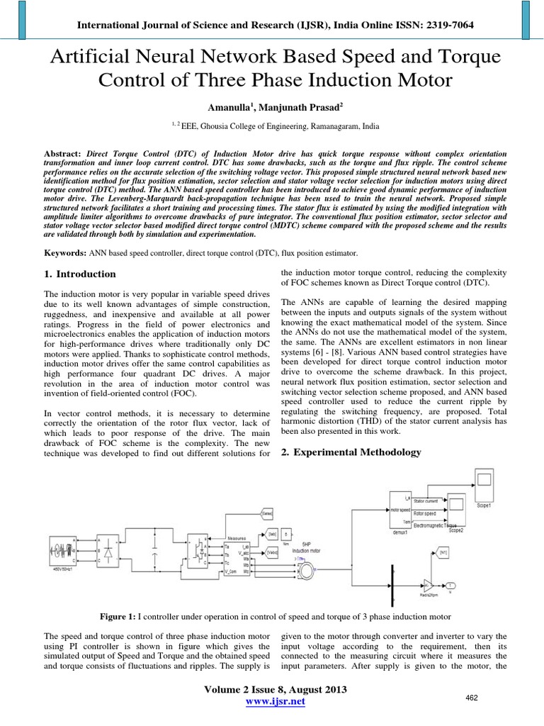 Artificial Neural Network Based Speed And Torque Control Of Three Phase