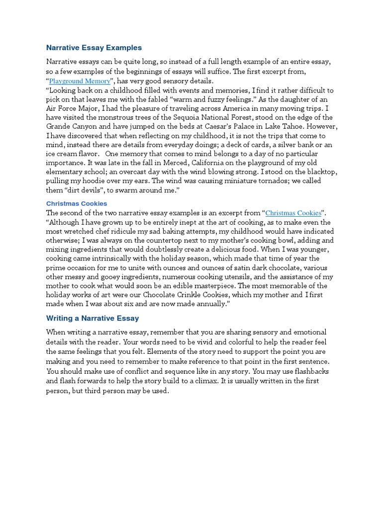 Narrative Essay Examples | PDF | Religion And Belief