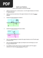 Snell's Law Practice Problems and Solutions | PDF | Refraction ...