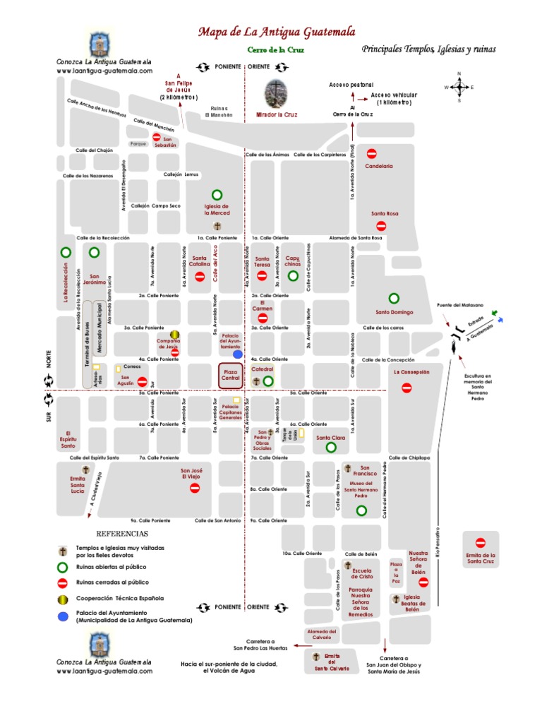 Mapa de La Antigua Guatemala | Religión y creencia | Religión y ...